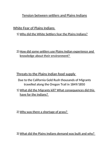 Edexcel 9-1 Lesson 9 The Fort Laramie Treaty | Teaching Resources