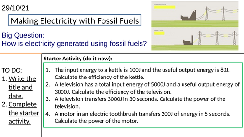 KS3 Physics Making Electricity with Fossil Fuels: Complete Lesson ...