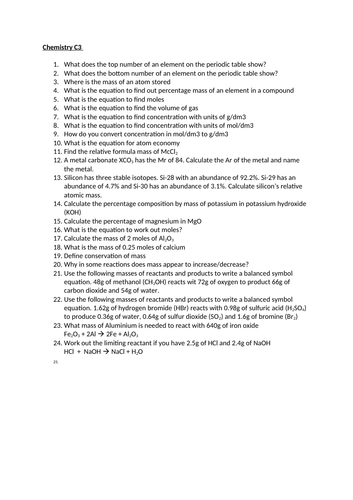 C3 Quantitative chemistry tutoring | Teaching Resources