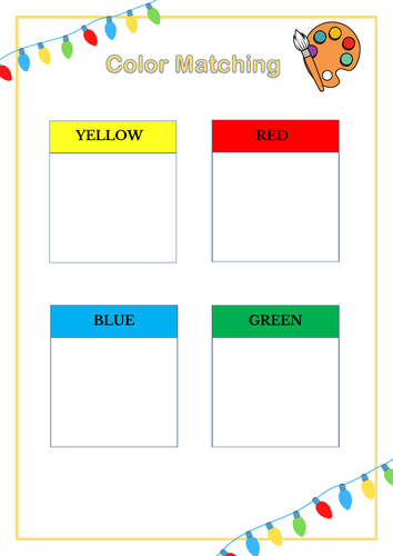 Color Match Charts for Kindergarten | Teaching Resources