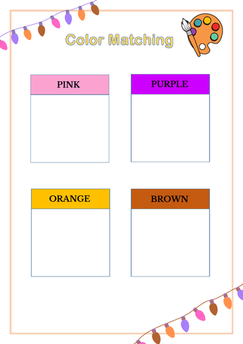 Color Match Charts for Kindergarten | Teaching Resources