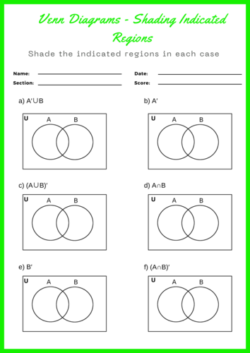Free Set And Venn Diagram Worksheets | Teaching Resources