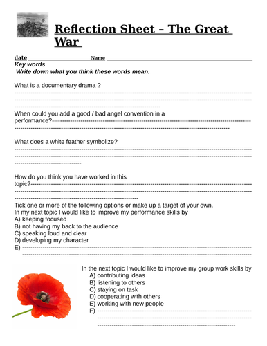 Documentary drama The Great War, year 8 sow | Teaching Resources