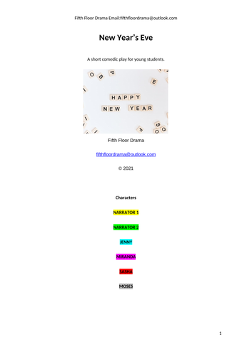 Original Drama Script – New Year’s Eve (A short play) | Teaching Resources