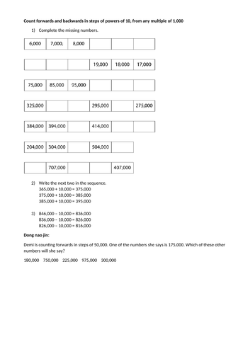 NCETM Multiples of 1,000 (Topic 1.26) | Teaching Resources