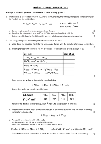 Energy Homeworks | Teaching Resources