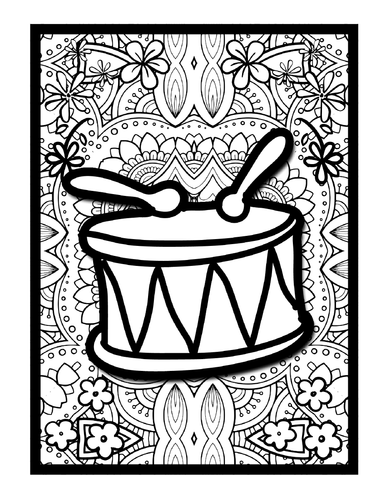 Drums Mindfulness Mandala Coloring Pages, Music Coloring Printable ...