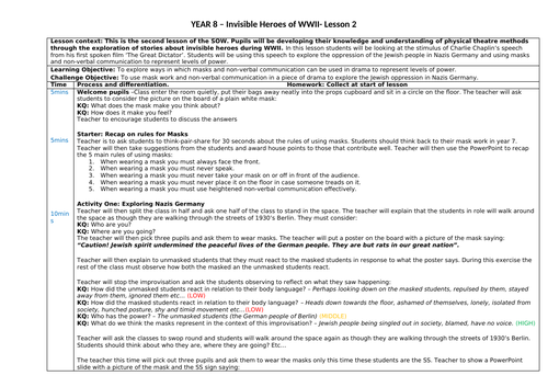 Invisible Heroes of World War 2 Year 9 SOL Drama | Teaching Resources