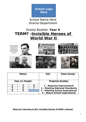 Invisible Heroes of World War 2 Year 9 SOL Drama | Teaching Resources