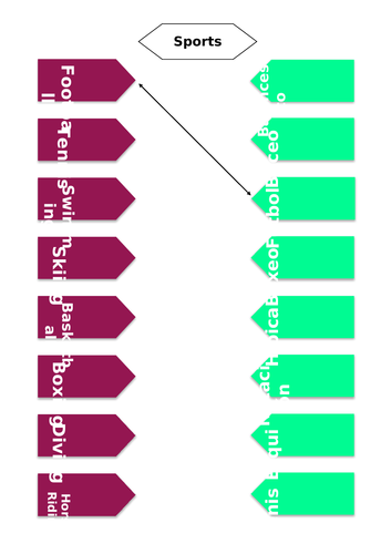 English to Spanish match up - Sports | Teaching Resources