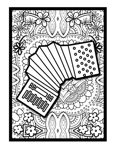 Harmonic & Accordion Mindfulness Mandala Coloring Pages, Music Coloring ...