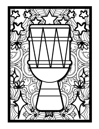 Bongo Mindfulness Mandala Coloring Pages, Music Coloring Printable ...