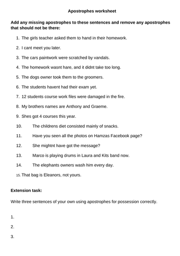 Commas and apostrophes in the context of reviews | Teaching Resources