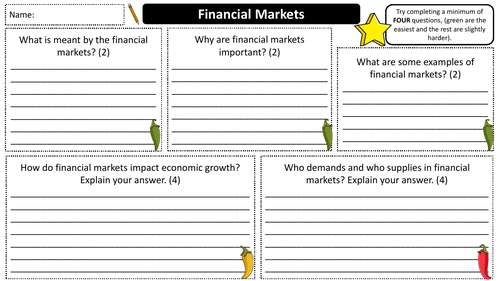 Financial Markets - Business and Economics - Worksheet | Teaching Resources