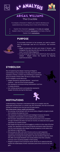 English Literature, The Crucible: Abigail Williams, Grade 9 / A* ...