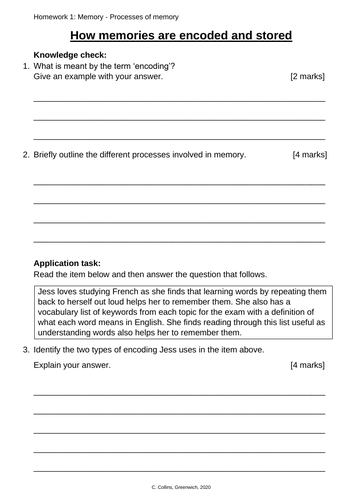 AQA GCSE Psychology - Encoding, storage and retrieval (Memory Lesson 1 ...