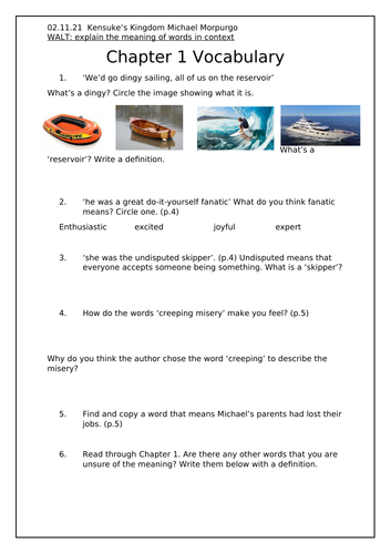 Kensuke's Kingdom guided reading 14 sessions year 4 | Teaching Resources