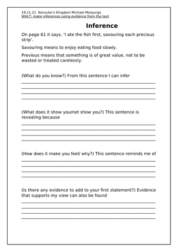 Kensuke's Kingdom guided reading 14 sessions year 4 | Teaching Resources