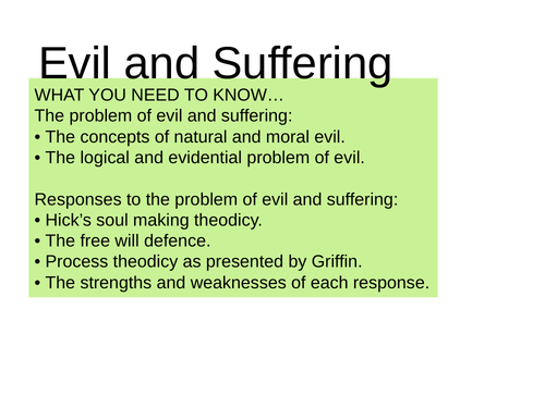 Evil and Suffering - WHOLE UNIT! (A-Level RS AQA) | Teaching Resources