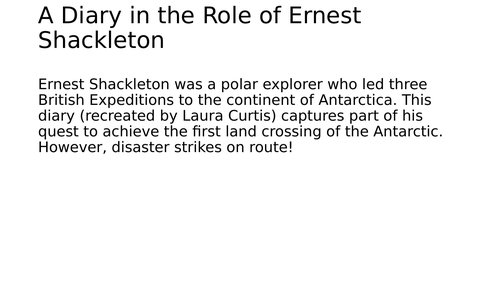 Ernest Shackleton's Diary reading comprehension | Teaching Resources