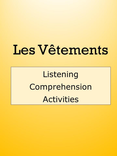 French Clothing - Listening Comprehension Activities | Teaching Resources