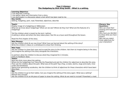 The Hodgeheg. Year 2 Literacy - What is a setting. | Teaching Resources