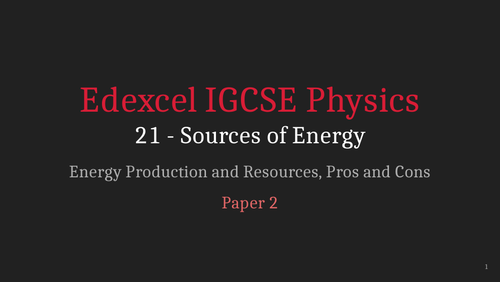 Edexcel IGCSE Physics Presentations Chapter 4 - Energy Resources and ...