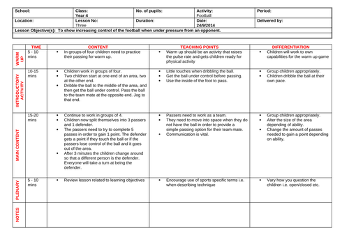 Year 4 Football Planning | Teaching Resources