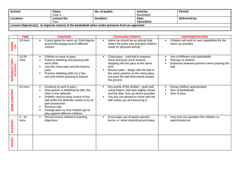 Year 4 Basketball Planning | Teaching Resources