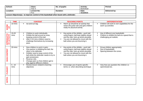 Year 4 Basketball Planning | Teaching Resources