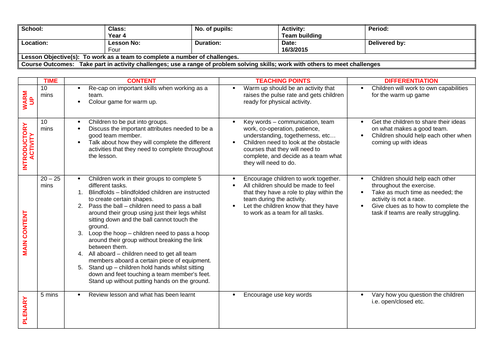 Year 4 Outdoor Adventure Activities & Team Building Planning | Teaching ...