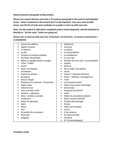 Natural disaster paragraph writing activity | Teaching Resources