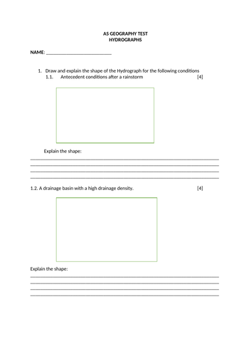 Hydrograph test | Teaching Resources