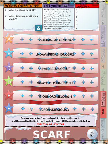 French Christmas Escape Room | Teaching Resources