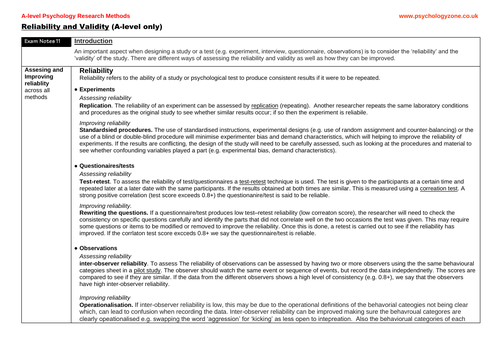 AQA Psychology: Research Methods: Learning Tables | Teaching Resources
