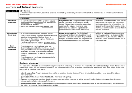 AQA Psychology: Research Methods: Learning Tables | Teaching Resources