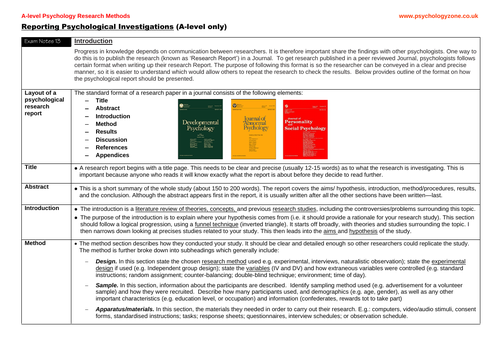AQA Psychology: Research Methods: Learning Tables | Teaching Resources
