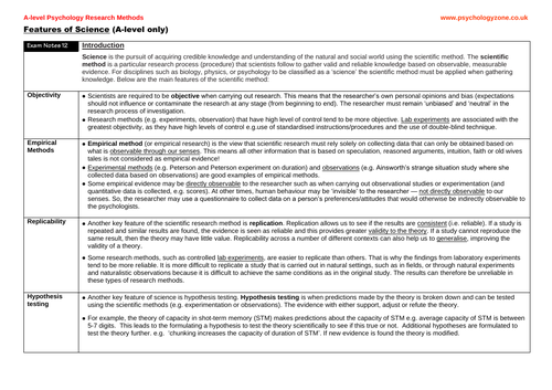AQA Psychology: Research Methods: Learning Tables | Teaching Resources