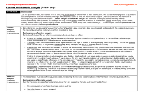 AQA Psychology: Research Methods: Learning Tables | Teaching Resources