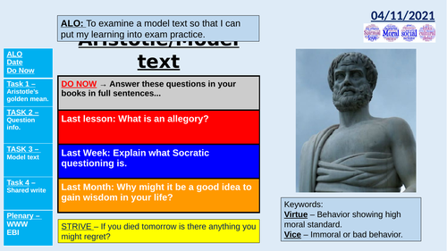 Aristotle. Model text. | Teaching Resources