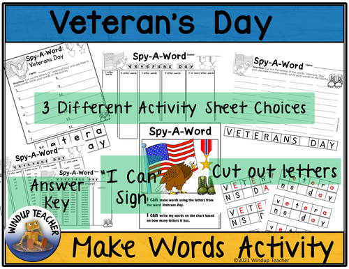 Veterans Day Word Work Activity Center | Teaching Resources