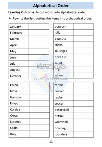 Functional Skills English - Entry Level 3 - Alphabetical Order Workbook ...