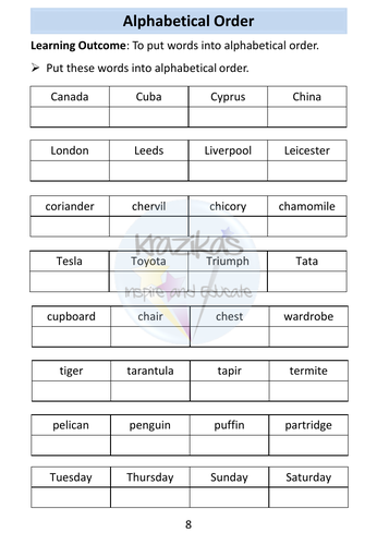 Functional Skills English - Entry Level 3 - Alphabetical Order Workbook ...