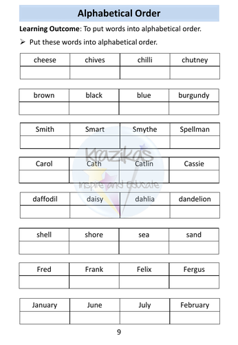Functional Skills English - Entry Level 3 - Alphabetical Order Workbook ...
