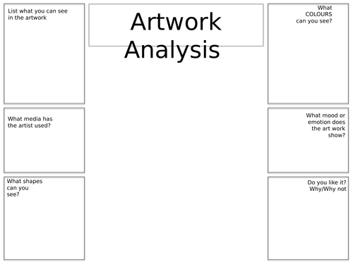 Artwork Analysis Worksheet - KS3/KS4 | Teaching Resources