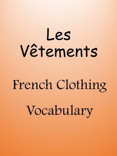 French Clothing Vocabulary | Teaching Resources