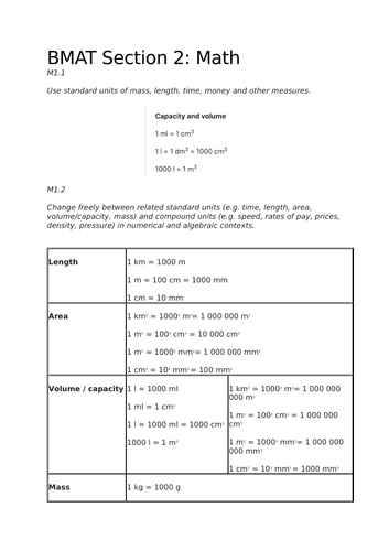 BMAT section 2 notes | Teaching Resources
