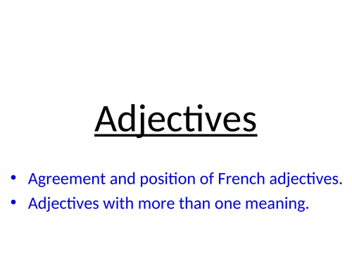 15. French: adjectives - position, agreement and irregular, revised ...