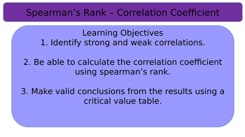 Spearman's Rank Correlation Coefficient (Whole Lesson ) All Exam Boards ...