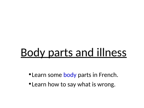 24. French: Body Parts and Illness + advanced phrases | Teaching Resources
